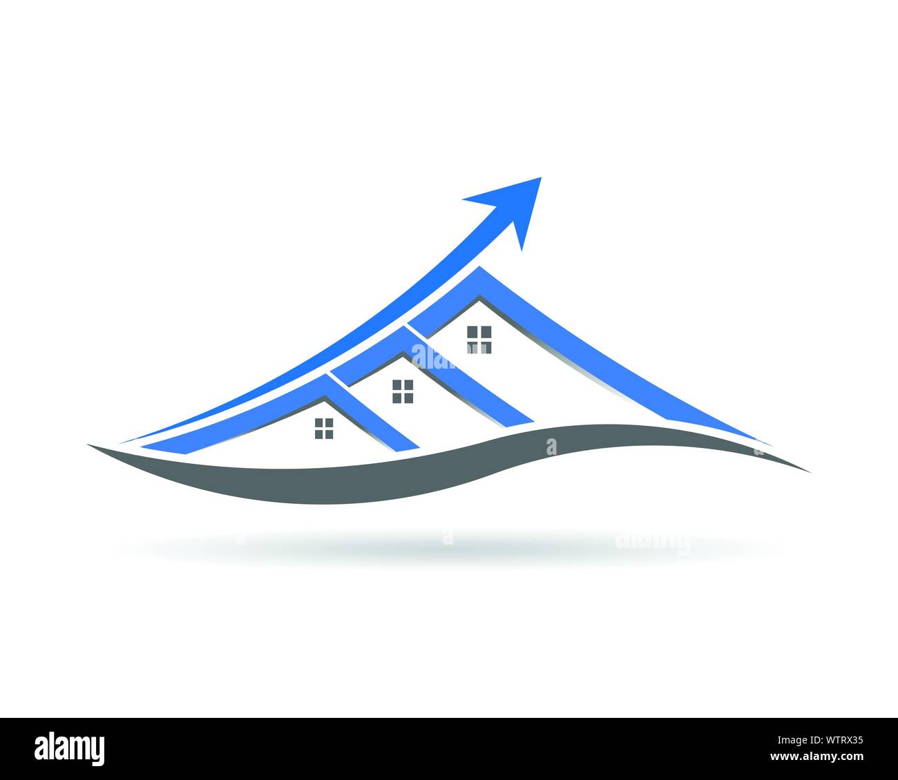 Houses arrow improvement and upgrade. From small to large. Logo Vector ...