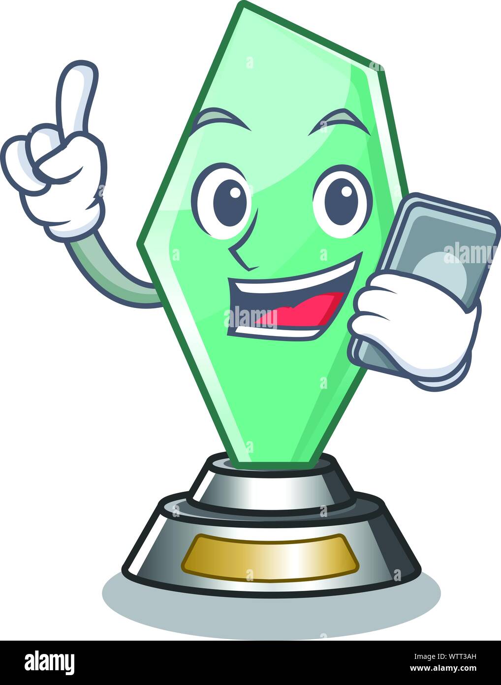 With phone acrylic trophy cartoon shaped on character Stock Vector ...