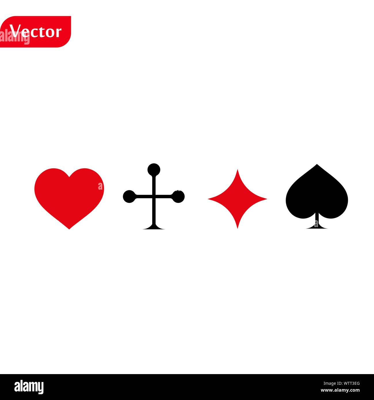 Card suits isolated on white. Vector black and red playing card suits ...