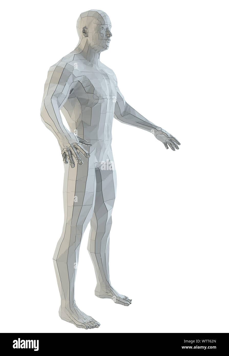 Abstract muscular robot or bodybuilder of white color with cracks in ...