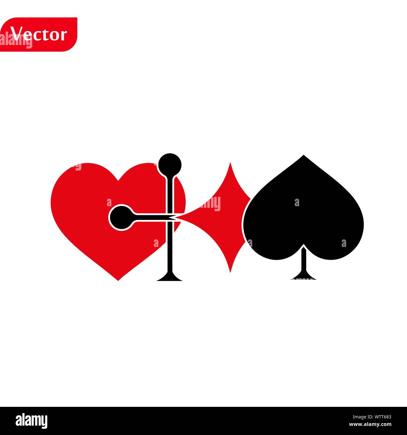 Card suits isolated on white. Vector black and red playing card suits ...