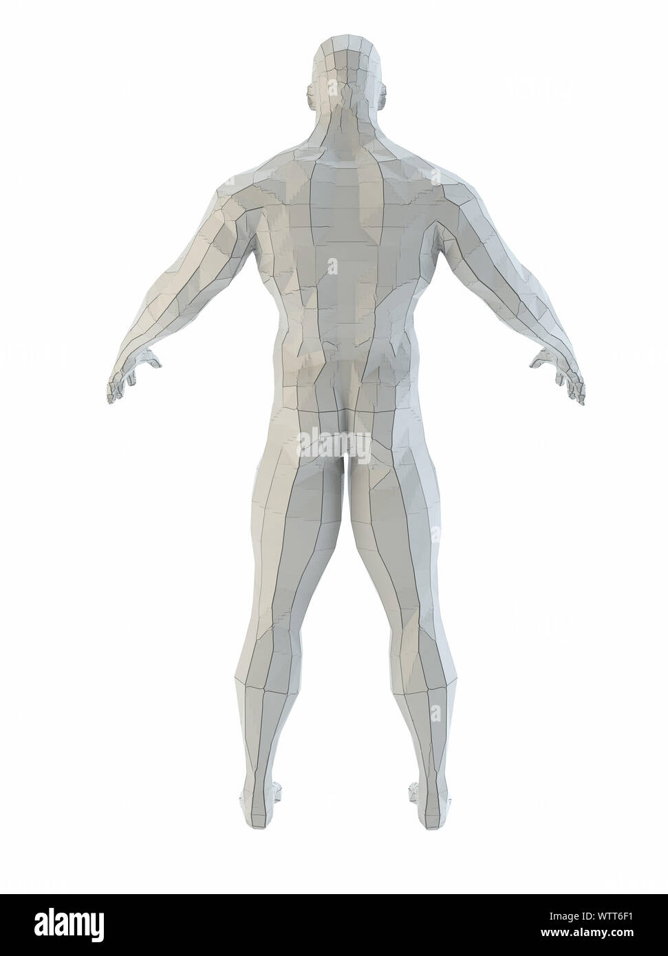 Abstract muscular robot or bodybuilder of white color with cracks in ...
