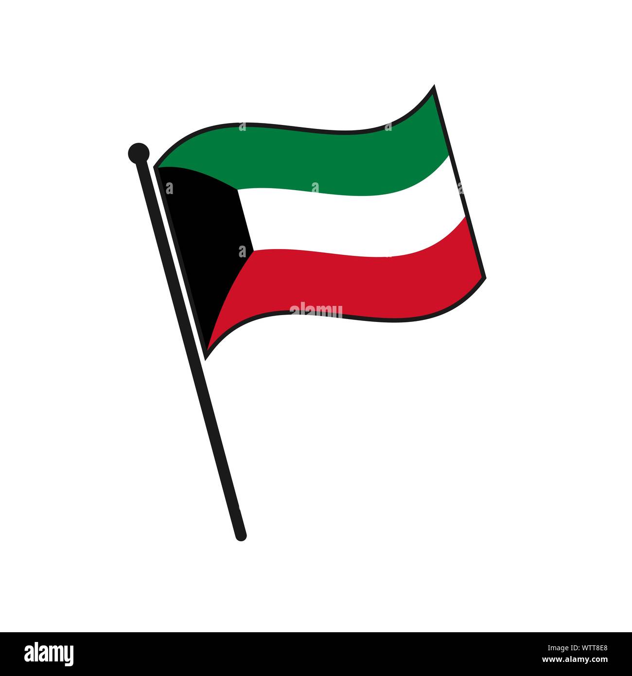 Simple flag Kuwait icon isolated on white background Stock Vector Image ...
