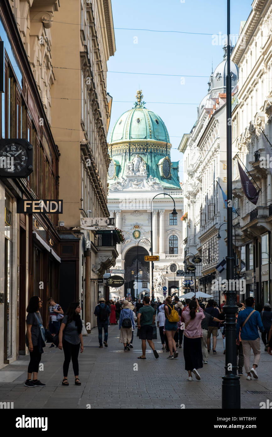 VIENNA, AUSTRIA - AUGUST 15, 2019: view of the Hofburg imperial palace ...