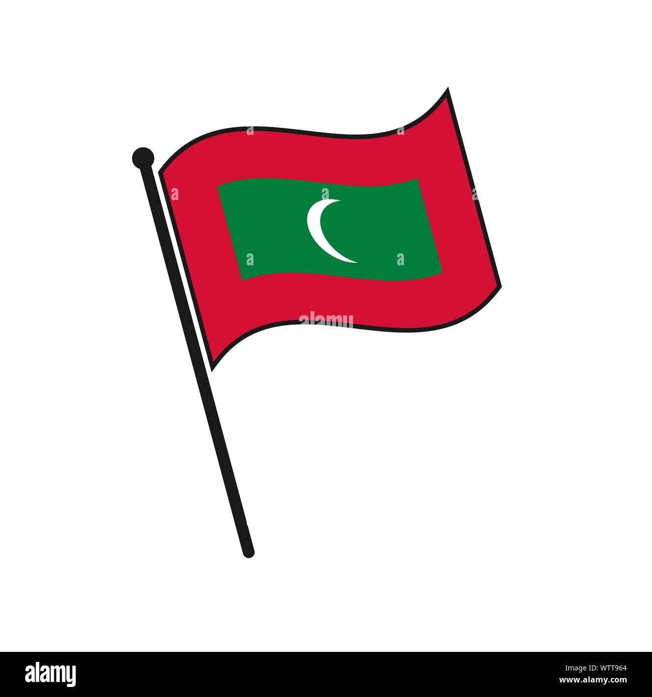 Simple flag Maldives icon isolated on white background Stock Vector ...