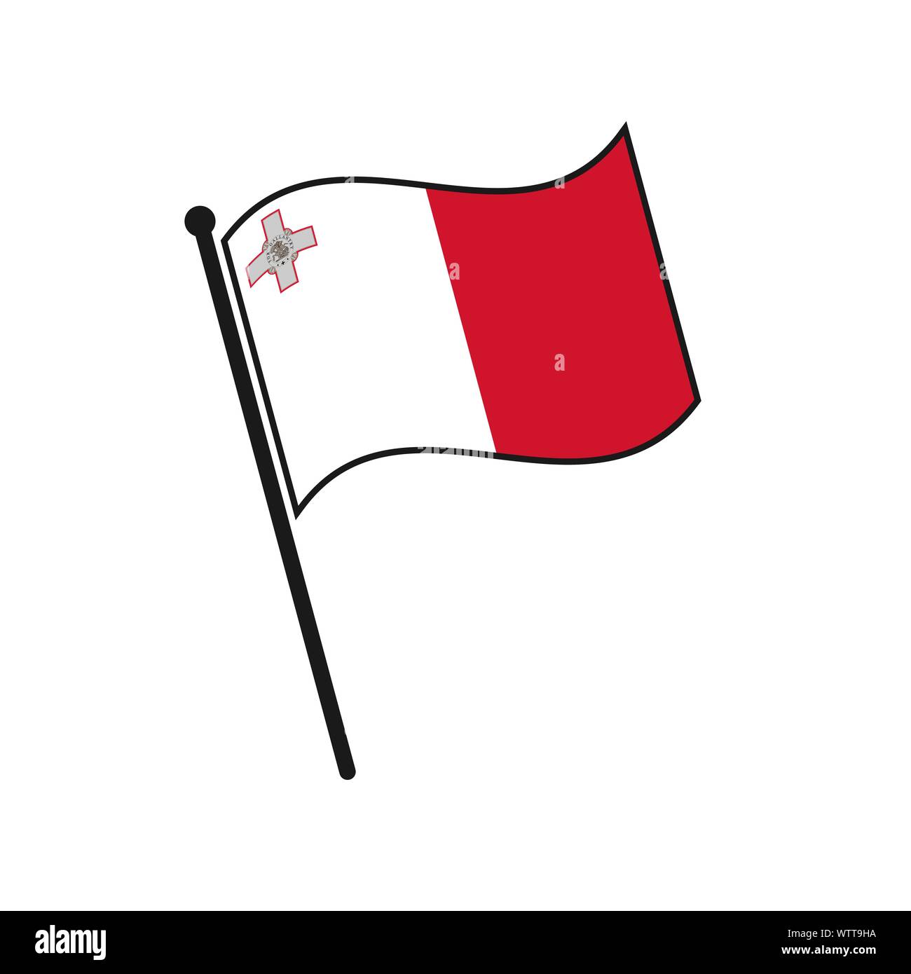 Simple flag Malta icon isolated on white background Stock Vector Image ...