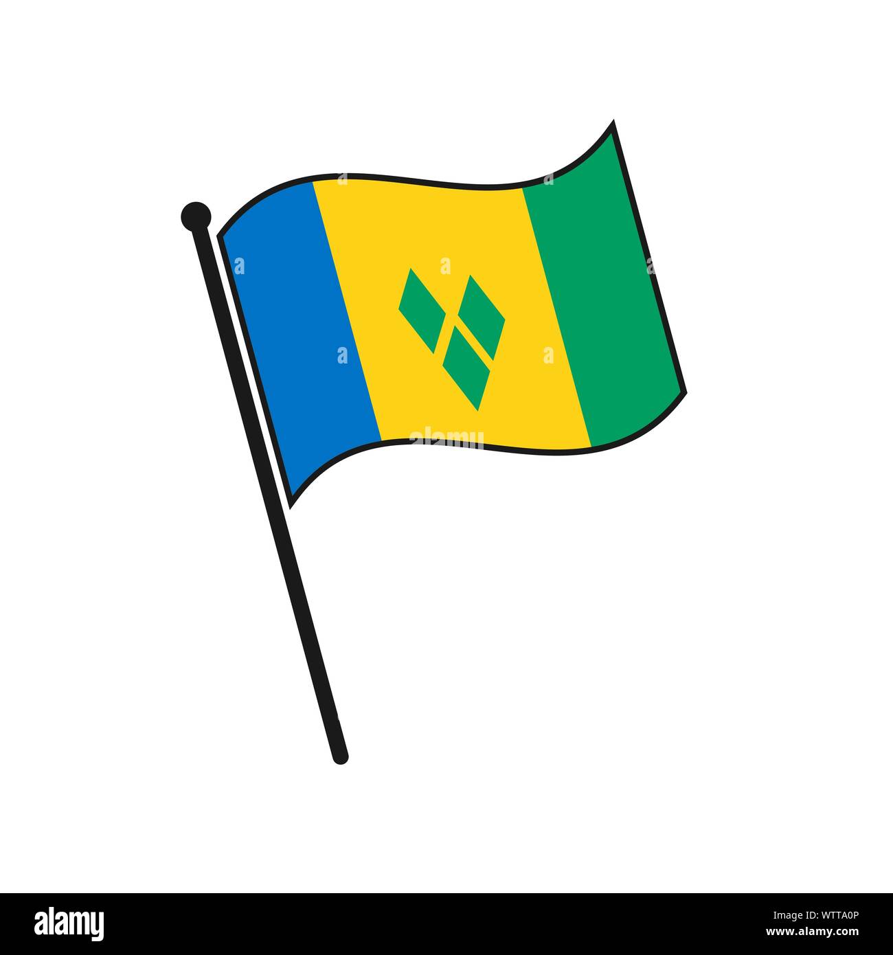 Simple flag Saint Vincent icon isolated on white background Stock ...