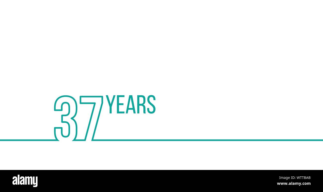 37 years anniversary or birthday. Linear outline graphics. Can be used ...