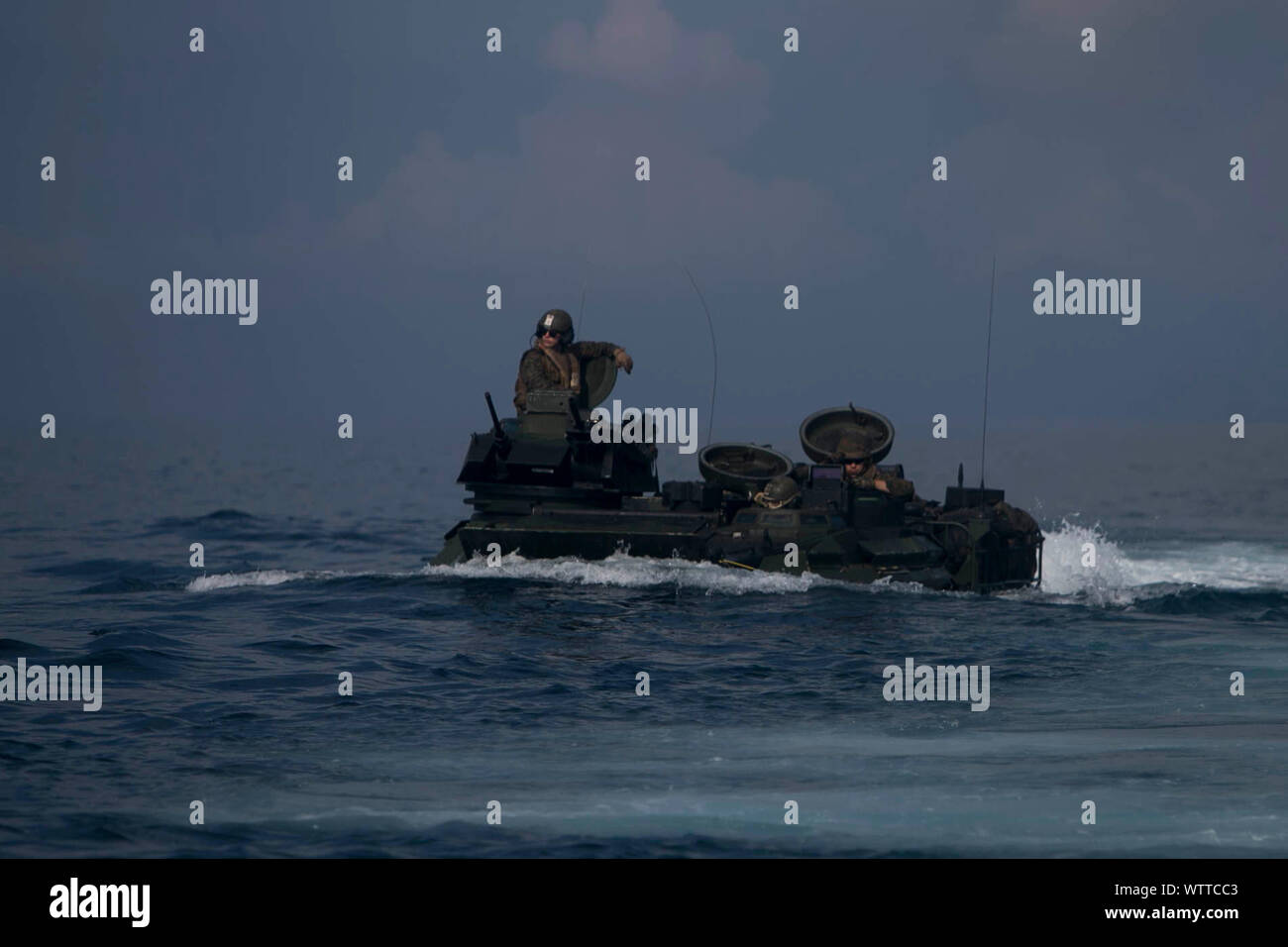 An assault amphibious vehicle with Fox Company, Battalion Landing Team ...