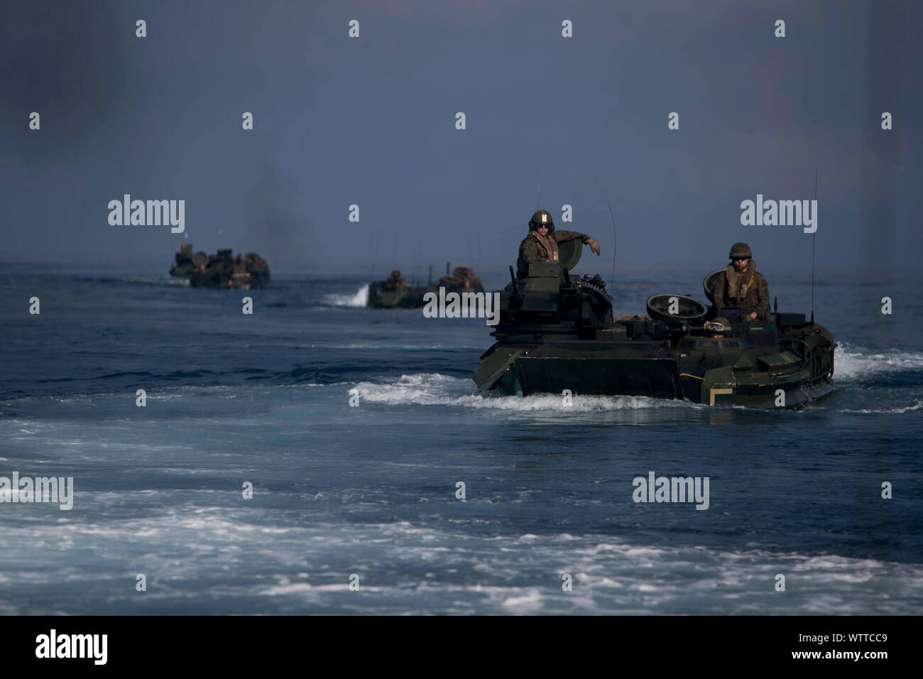 Assault amphibious vehicles with Fox Company, Battalion Landing Team ...