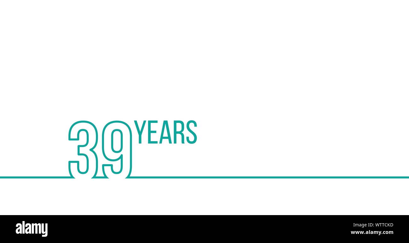 39 years anniversary or birthday. Linear outline graphics. Can be used ...