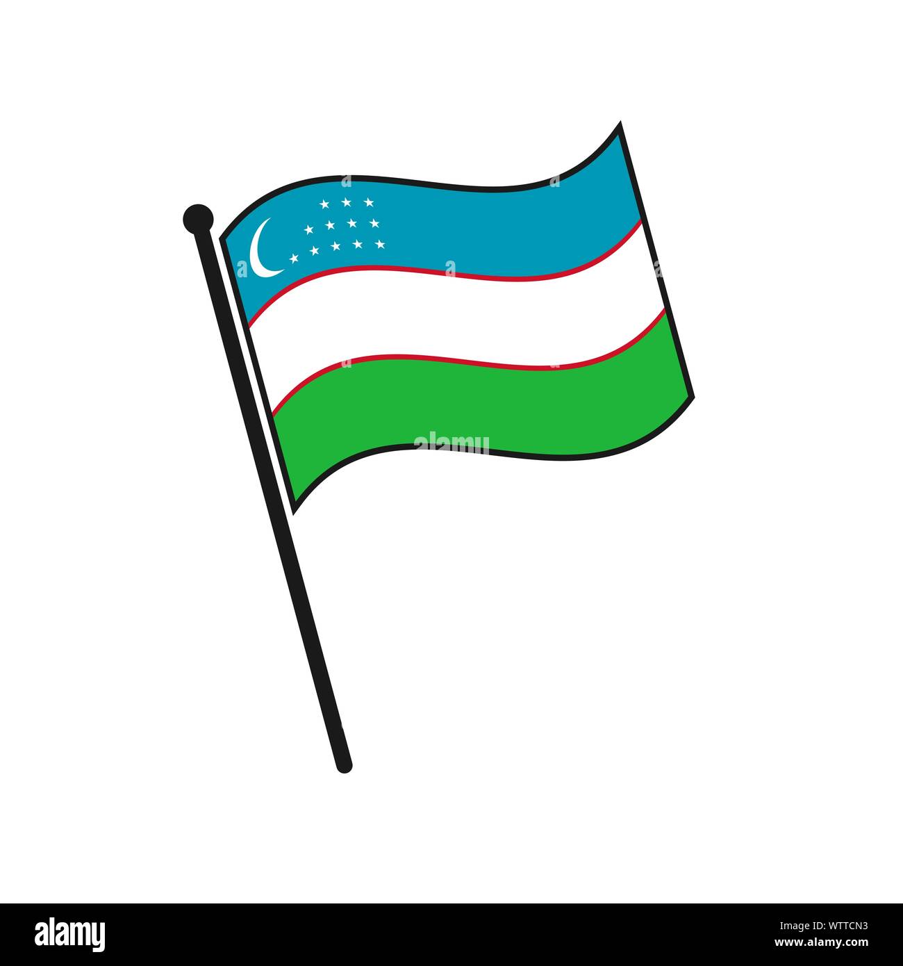 Uzbekistan waving flag illustration Stock Vector Images - Alamy