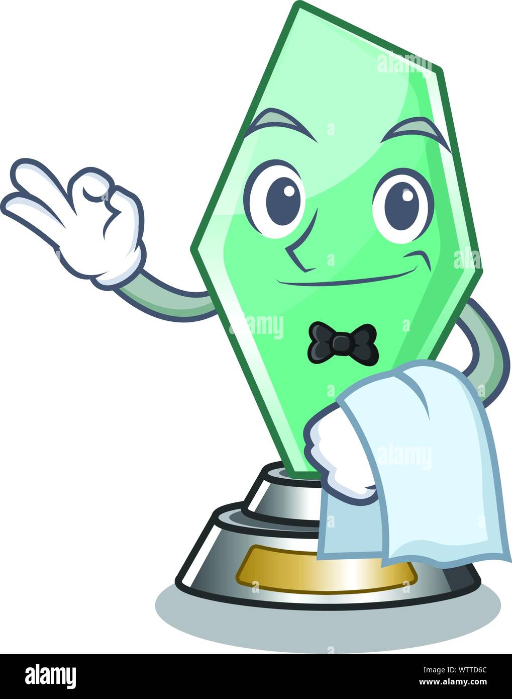 Waiter acrylic trophy mascot on a cartoon Stock Vector Image & Art - Alamy