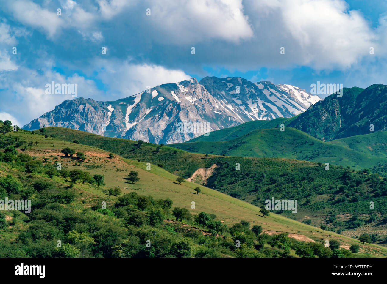 Mountain alps covered by snow, Chimgan, Uzbekistan Stock Photo - Alamy
