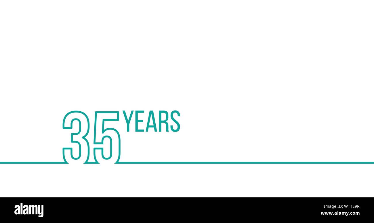 35 years anniversary or birthday. Linear outline graphics. Can be used ...