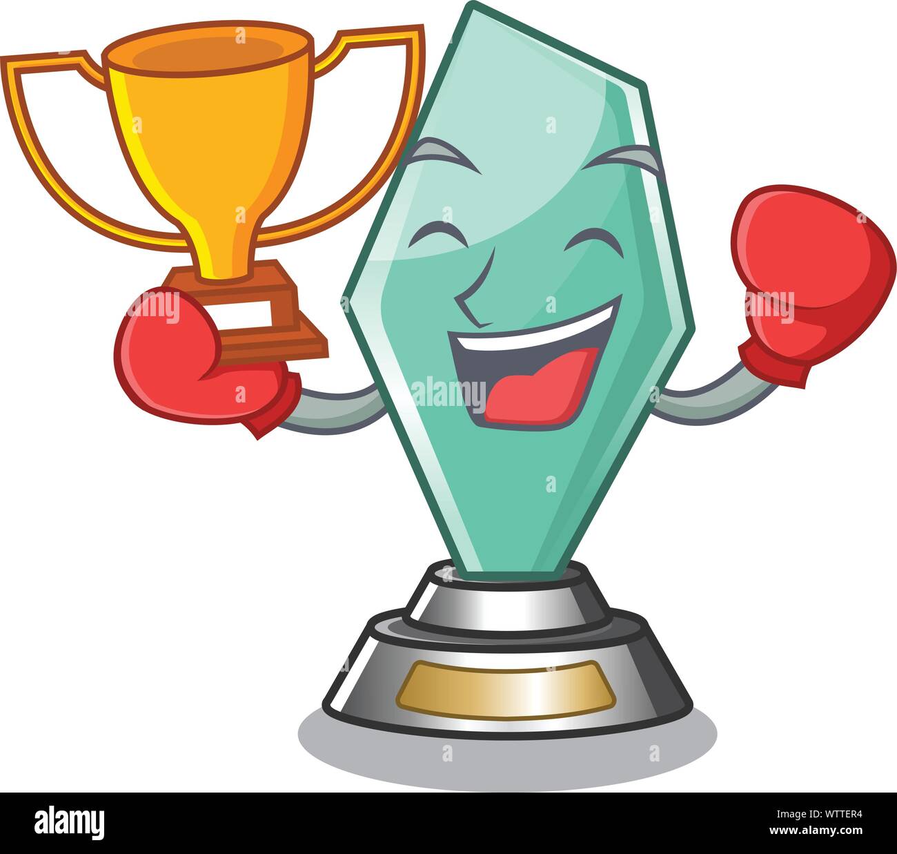 Boxing winner acrylic trophy stored in cartoon drawer Stock Vector ...