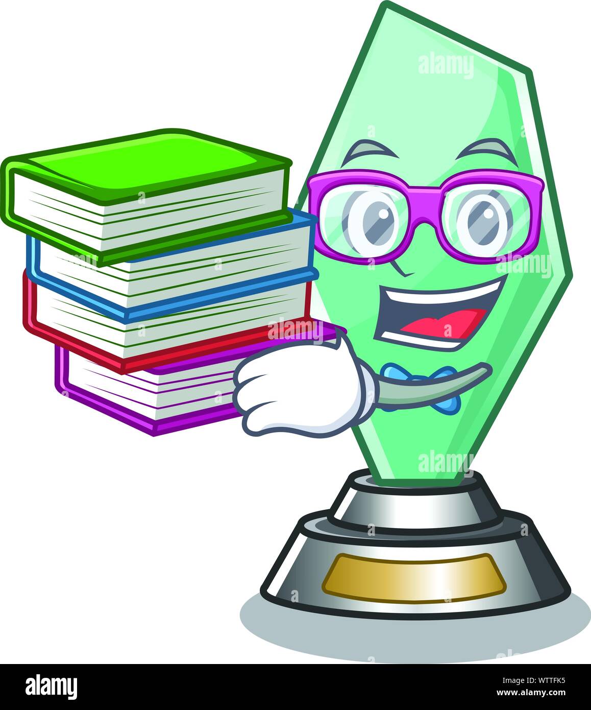 Student with book acrylic trophy stored in cartoon drawer Stock Vector ...