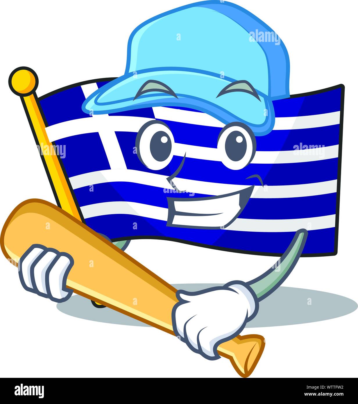 Playing baseball flag greece isolated in the character Stock Vector ...