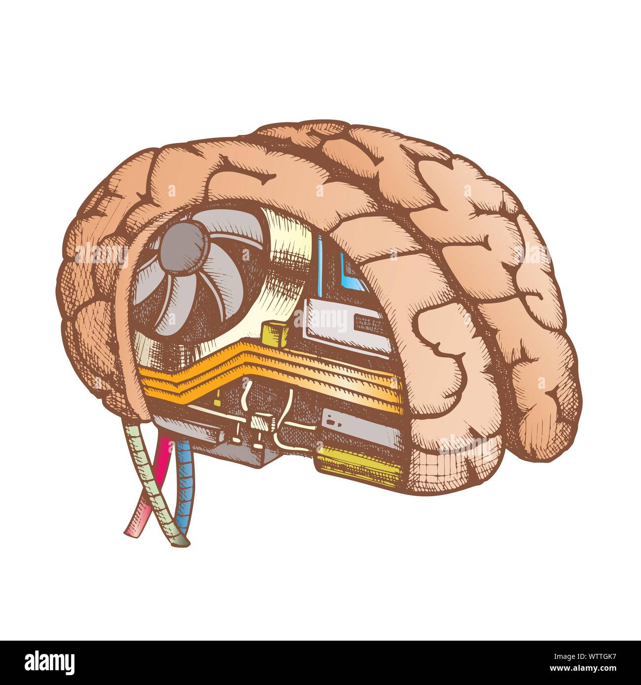 Innovation Computer Chip Brain Color Vector Stock Vector Image & Art ...
