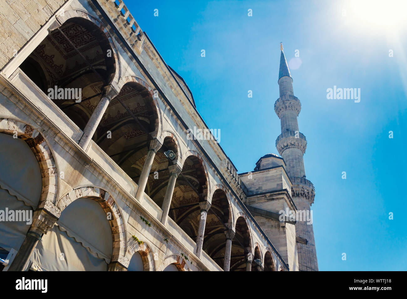 Blue Mosque side view with minaret in Istanbul Stock Photo - Alamy