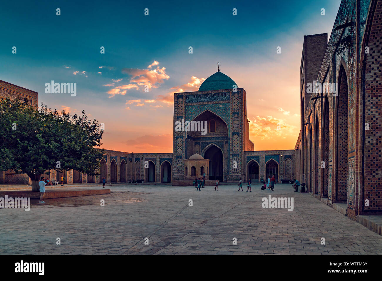 Courtyard of Kalyan Mosque at sunset, Bukhara, Uzbekistan. UNESCO World ...