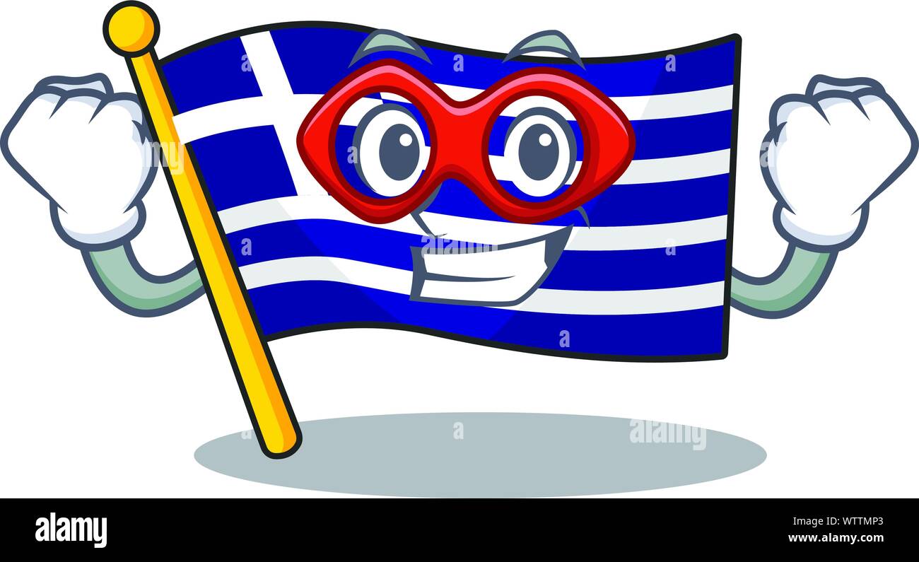 Super hero greece character flag hoisted on mascot pole Stock Vector ...