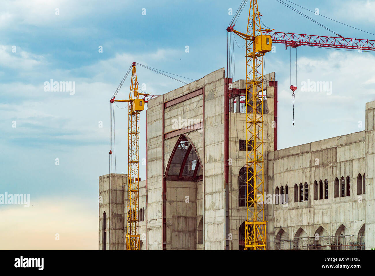 Construction site of big modern mosque, development of new madrasah ...