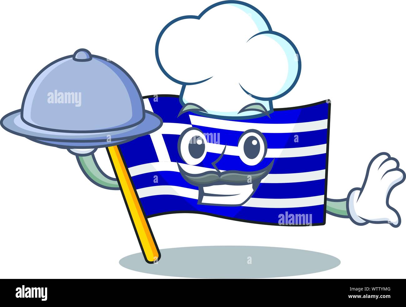 Chef with food flag greece character shaped the cartoon Stock Vector ...