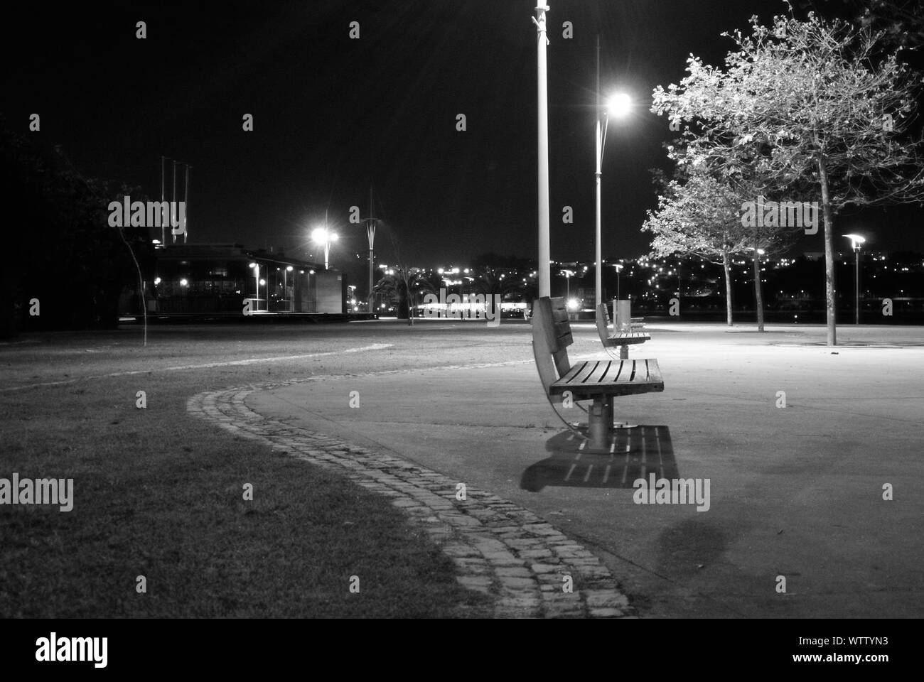 Park benches at night hi-res stock photography and images - Alamy