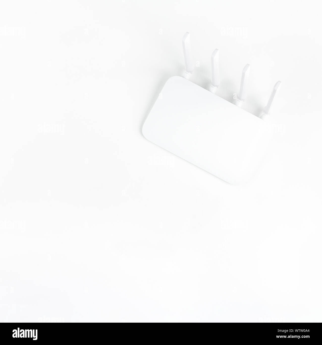 WiFi Router top view. Studio shot of white wireless router modem ...