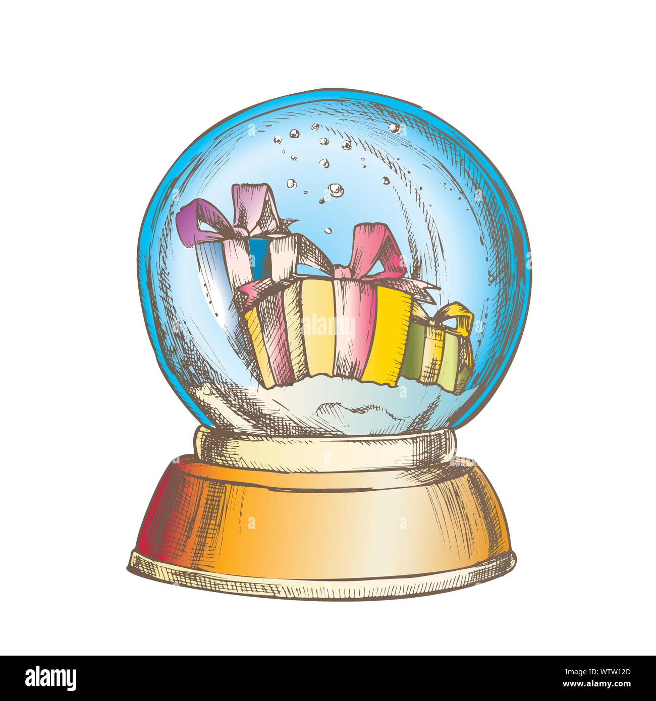 Snow Globe With Christmas Gifts Souvenir Color Vector Stock Vector ...