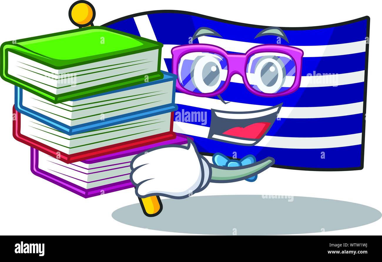 Student with book greece flag placed in cartoon cupboard Stock Vector ...