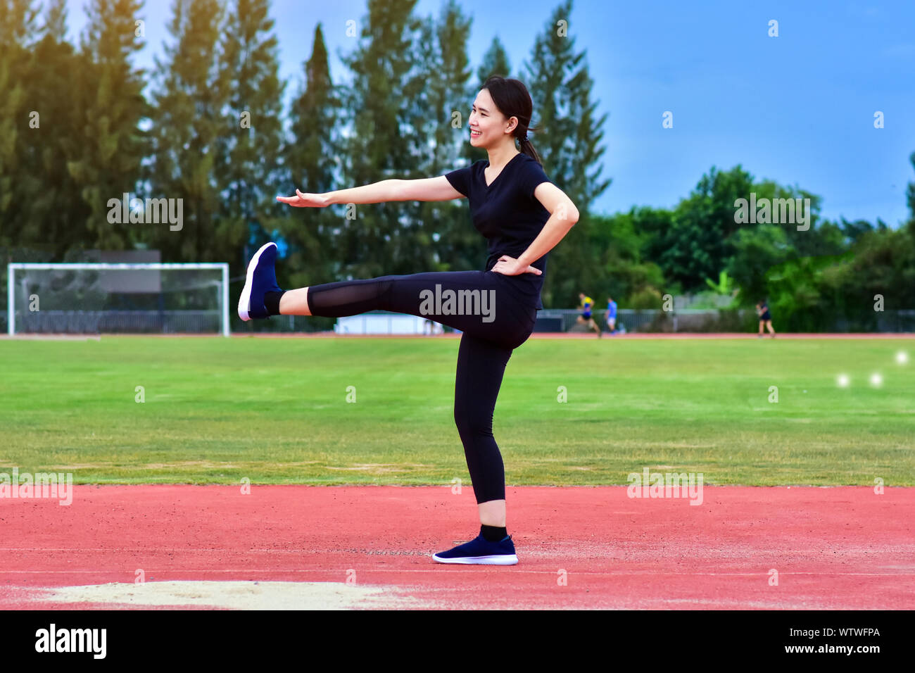Beauty Asian Women Exercise body fit Training for Good Healthy real ...