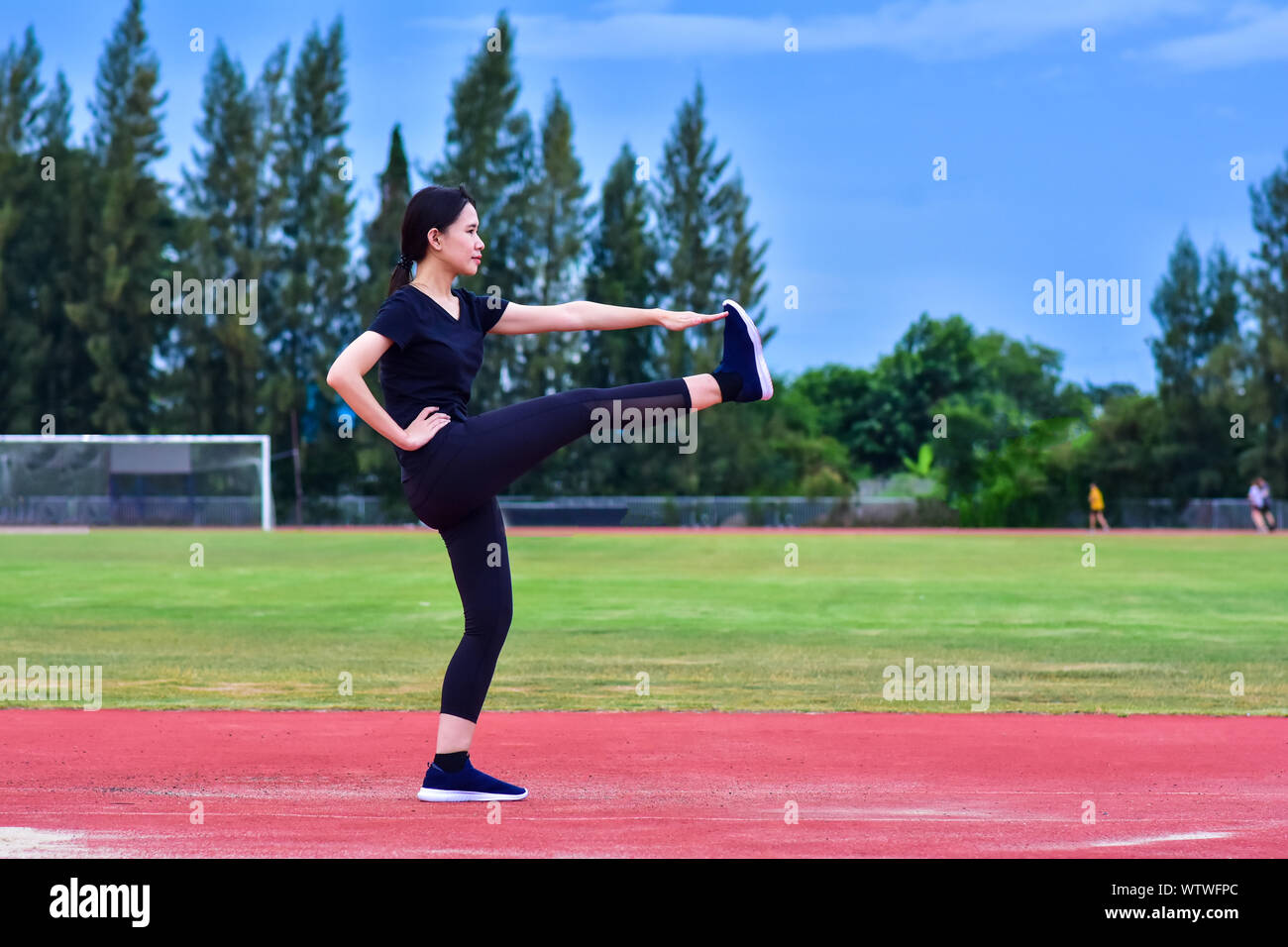 Beauty Asian Women Exercise body fit Training for Good Healthy real ...