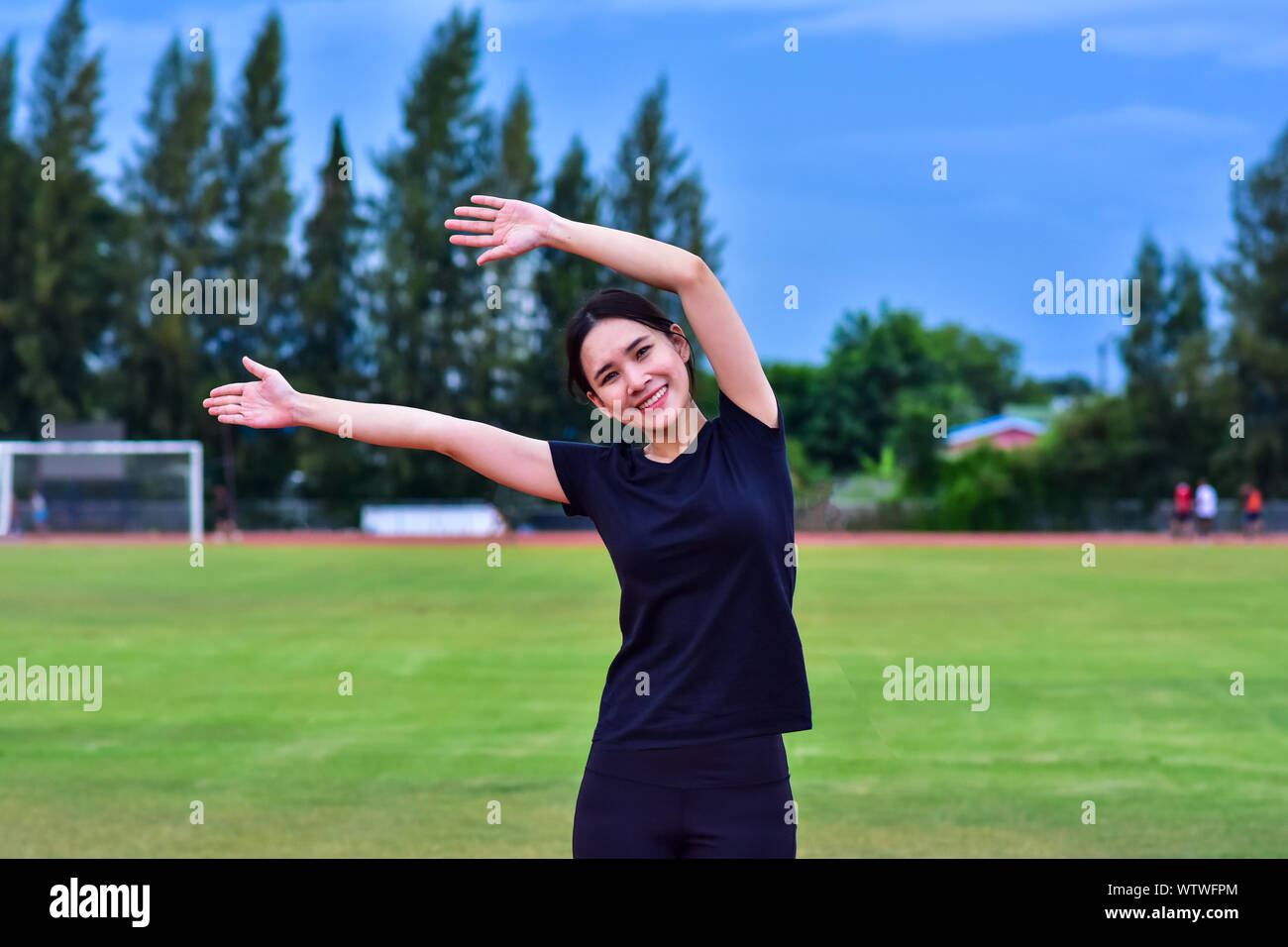 Beauty Asian Women Exercise body fit Training for Good Healthy real ...