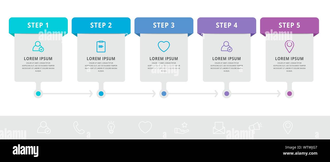 Vector modern infographic flat template label for five diagrams, graph ...