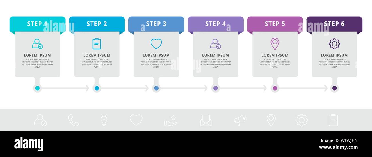 Vector modern infographic flat template label for six diagrams, graph ...