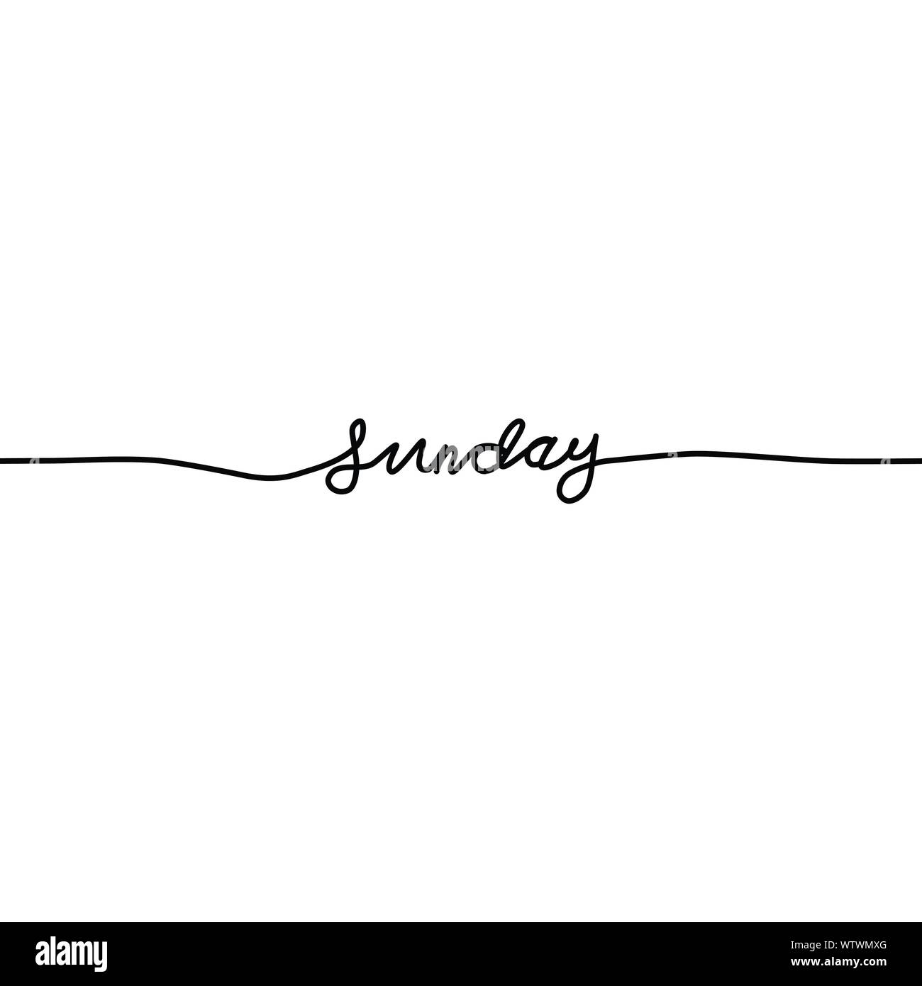 Sunday, day of the week in a continuous line, on a white background ...