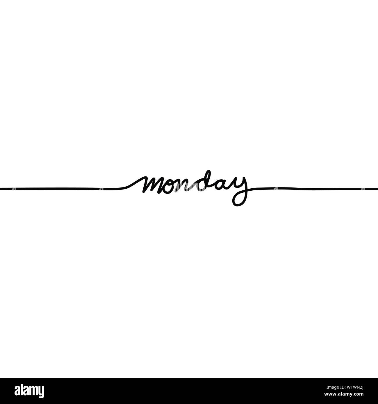 Monday, day of the week in a continuous line, on a white background ...