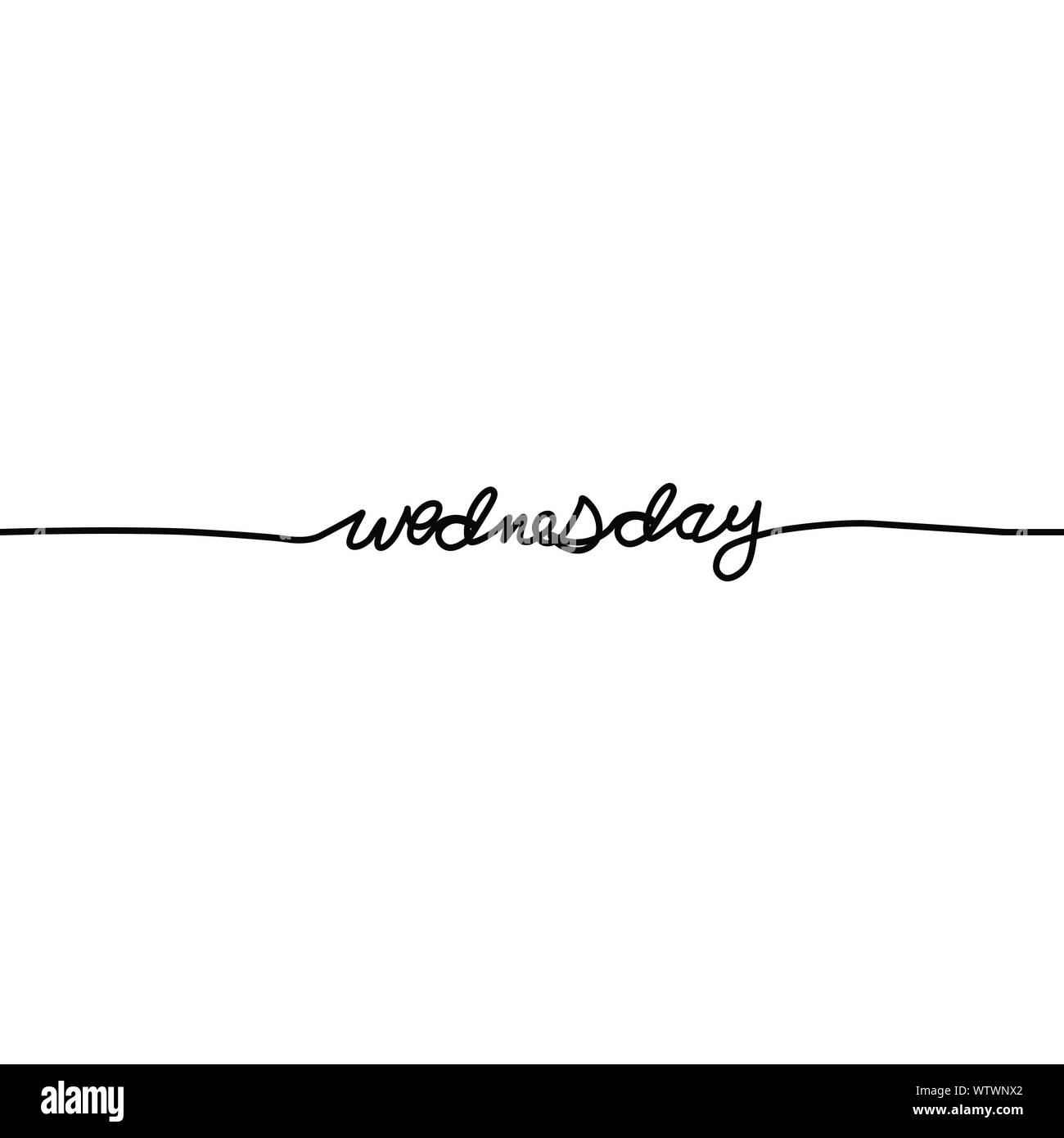Wednesday, day of the week in a continuous line, on a white background ...