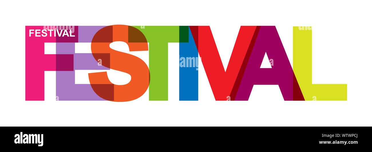 FESTIVAL. Banner of colored letters. Word of colored letters. Flat ...