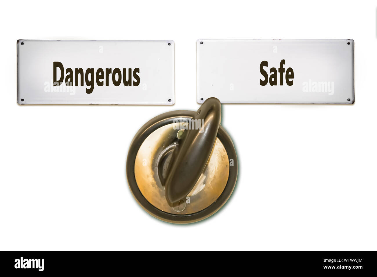 Street Sign the Direction Way to Safe versus Dangerous Stock Photo - Alamy