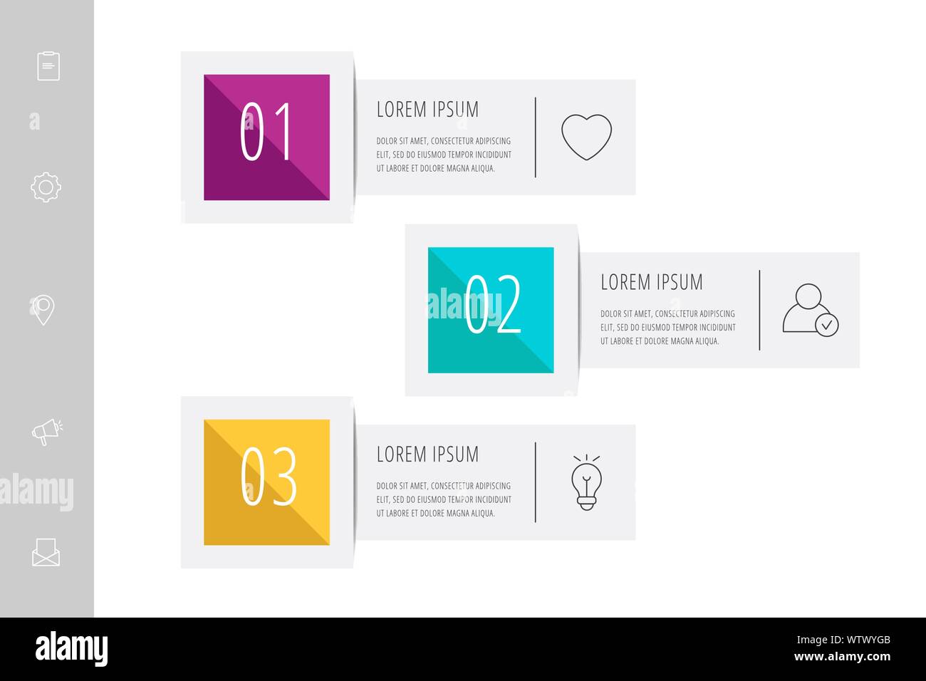 Vector modern infographic flat template label for three diagrams, graph ...