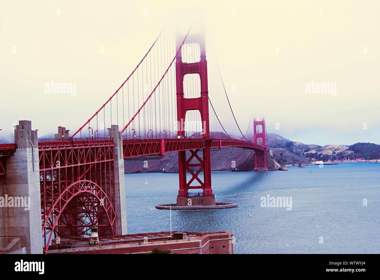 Suspension Bridge Over River Stock Photo - Alamy