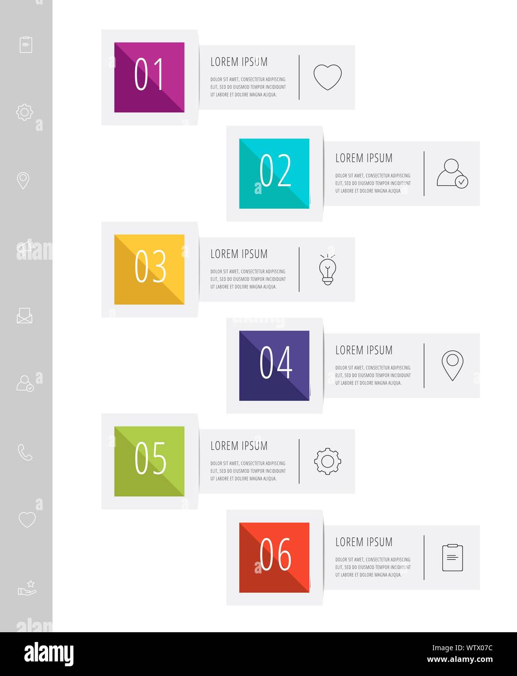 Vector modern infographic flat template label for six diagrams, graph ...