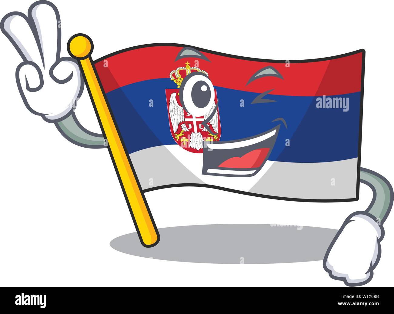 Two finger serbia flag flown on cartoon pole Stock Vector Image & Art ...