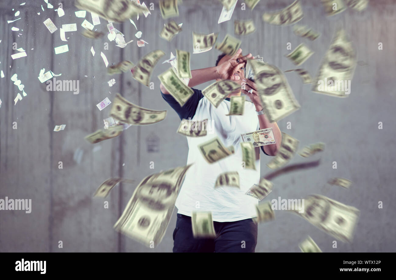 business, people and finances concept Happy young african american ...