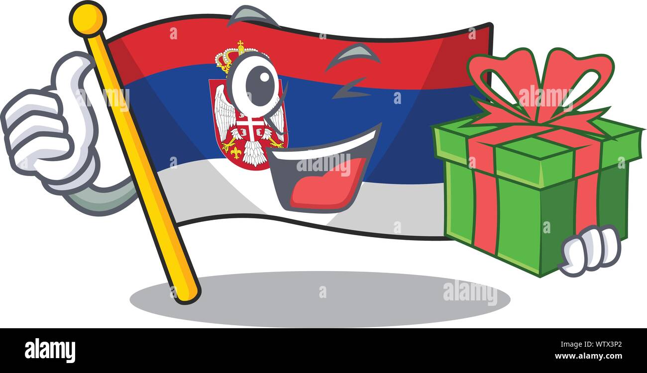 With gift flag serbia mascot shaped on cartoon Stock Vector Image & Art ...