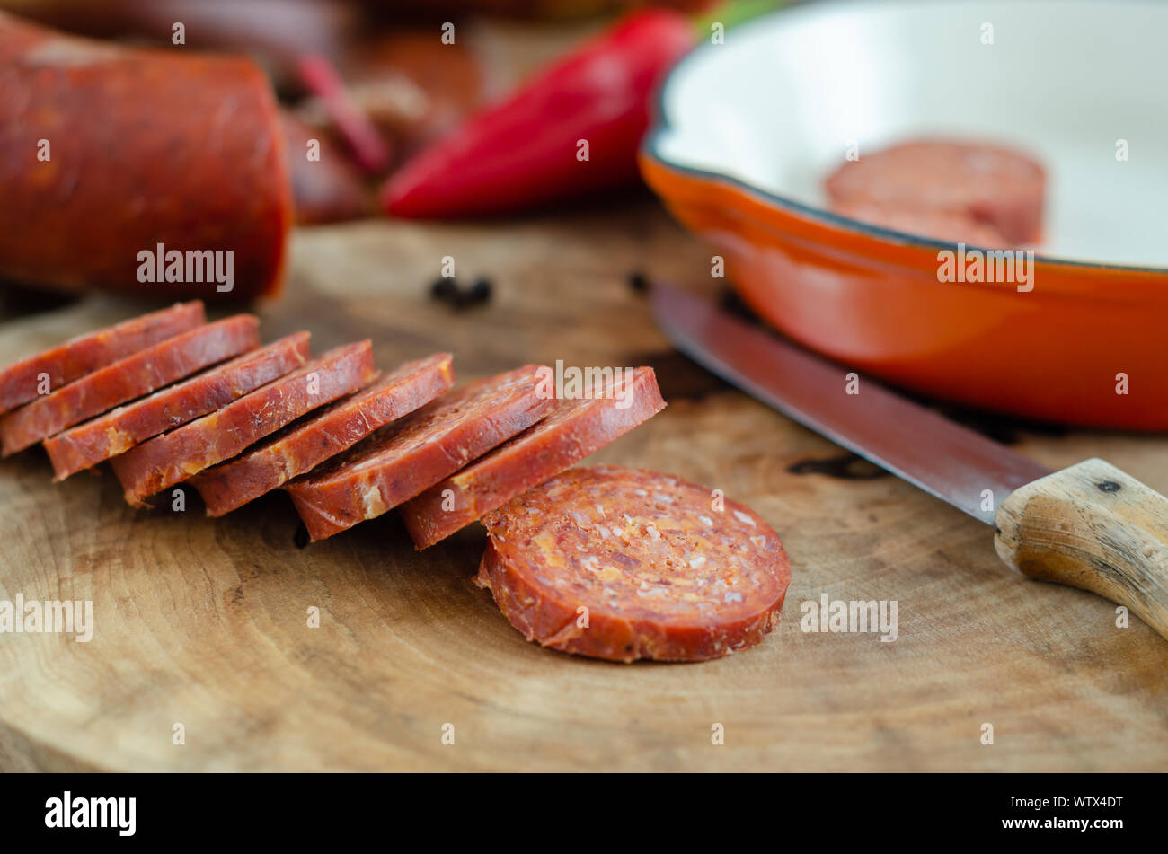 Slice sucuk sujuk sausage hi-res stock photography and images - Alamy