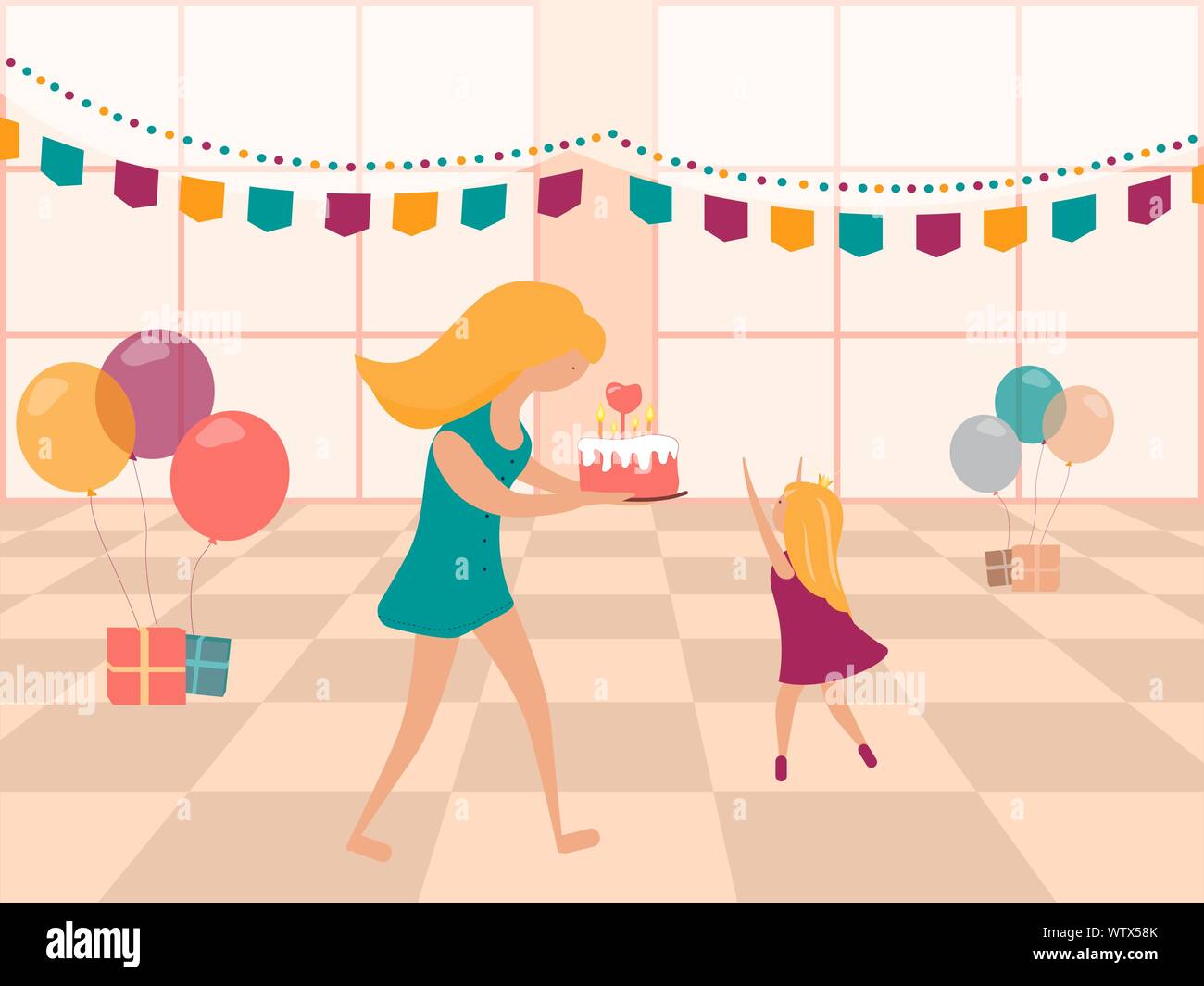 Vector greeting card with decorated room Stock Vector Image & Art - Alamy